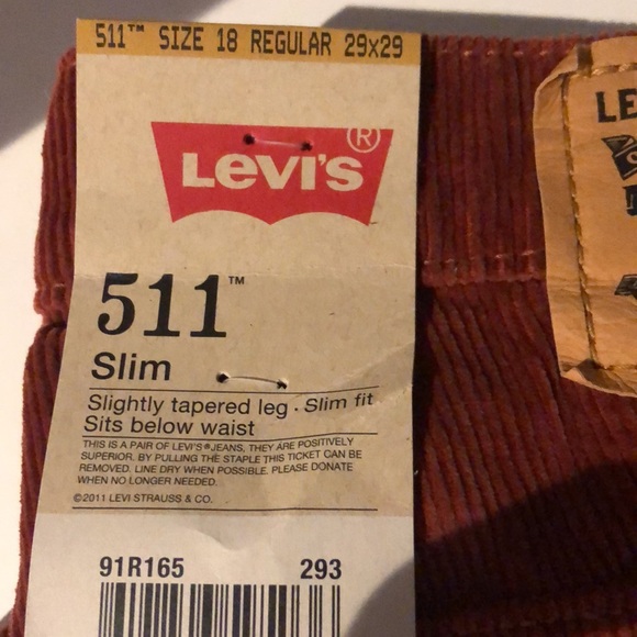 Levi's | Pants & Jumpsuits | Nwt 51 Levis Rust Colored Corduroy 18 Jr ...